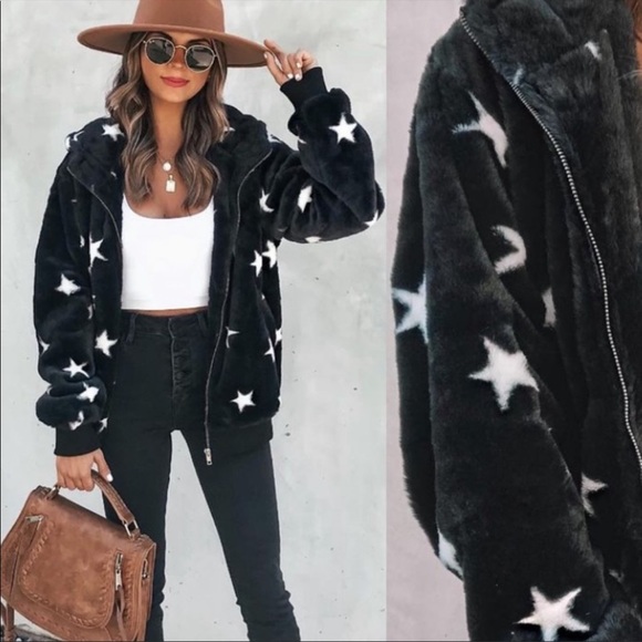 eesome | Jackets & Coats | Fuzzy Star Jacket | Poshmark